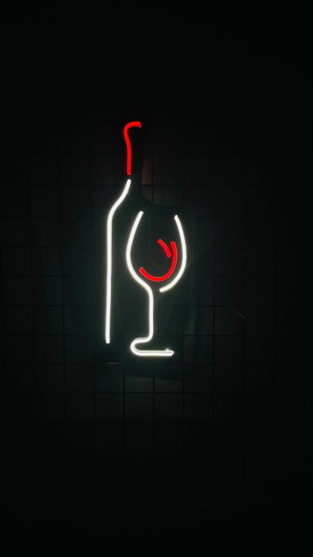 Modern Industrial Neon Wine & Glass Sign Stylish Décor for Home or ...