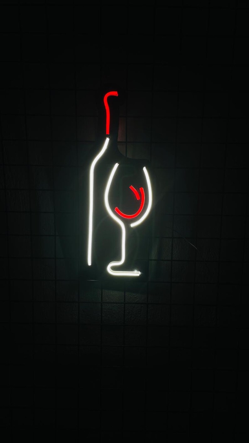 Modern Industrial Neon Wine & Glass Sign Stylish Décor for Home or ...