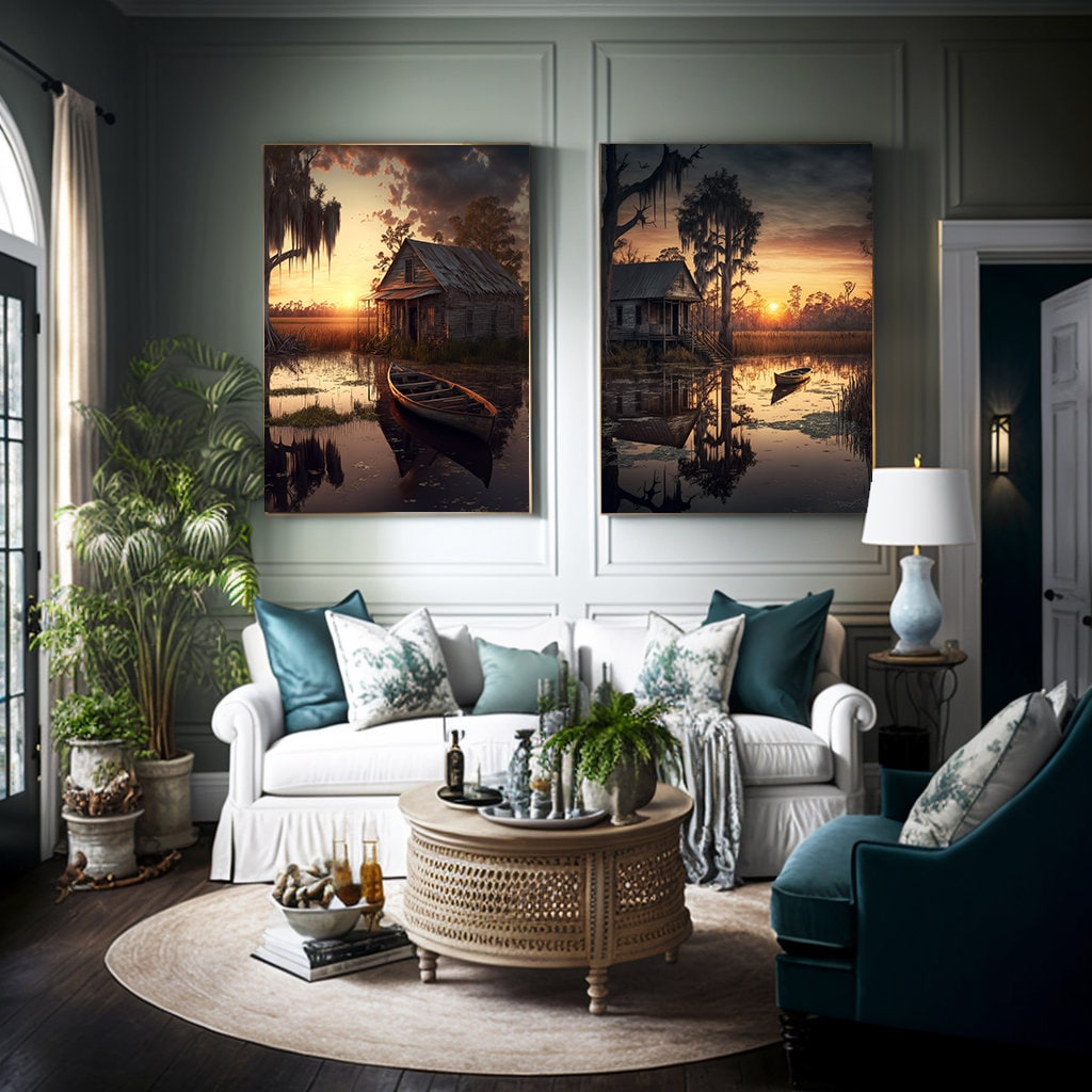 Swamp Scenes | Cajun Shack | Sunset - Etsy
