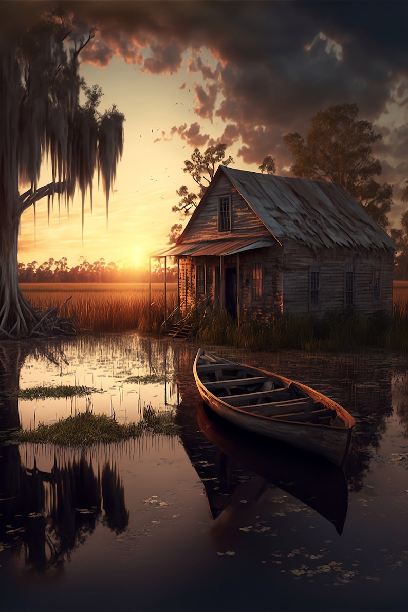 Swamp Scenes | Cajun Shack | Sunset - Etsy
