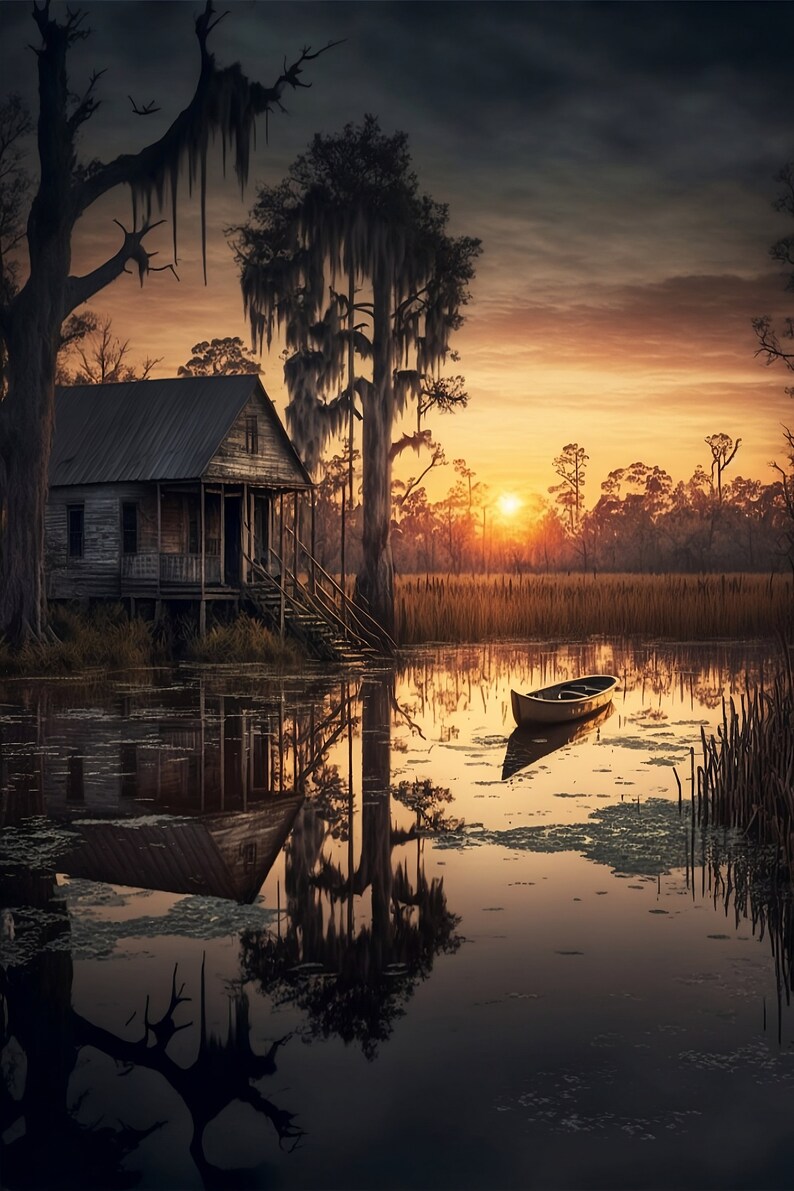 Swamp Scenes | Cajun Shack | Sunset - Etsy