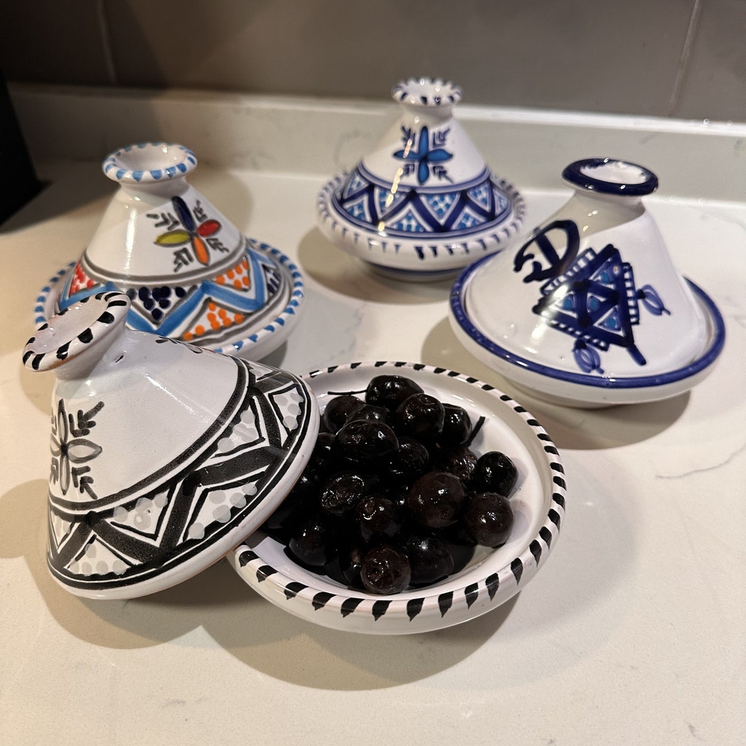 Set of 4 Mini Handmade Tagines in Different Colors for Presentation and ...
