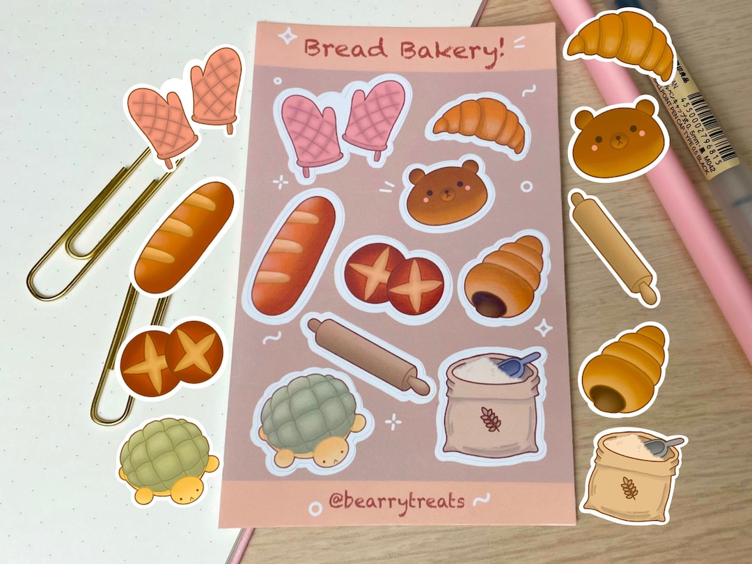 Bread Bakery Sticker Sheet Cute Kawaii Aesthetic Stickers Stickers for ...