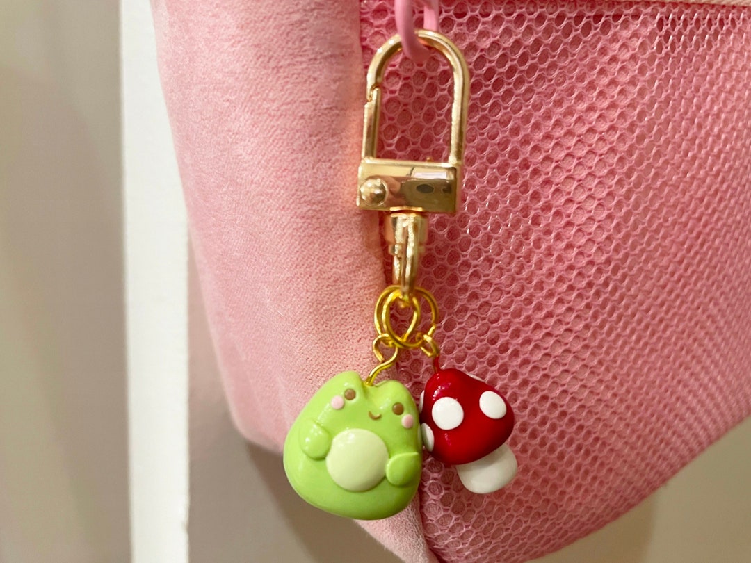 Handmade Froggy and Mushroom Keychain Polymer Clay Charm - Etsy