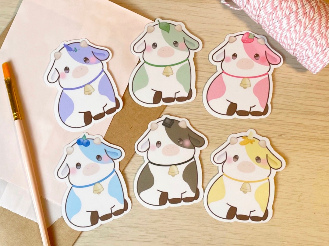 Milk Cows Laminated Stickers Cute Kawaii Aesthetic Stickers - Etsy