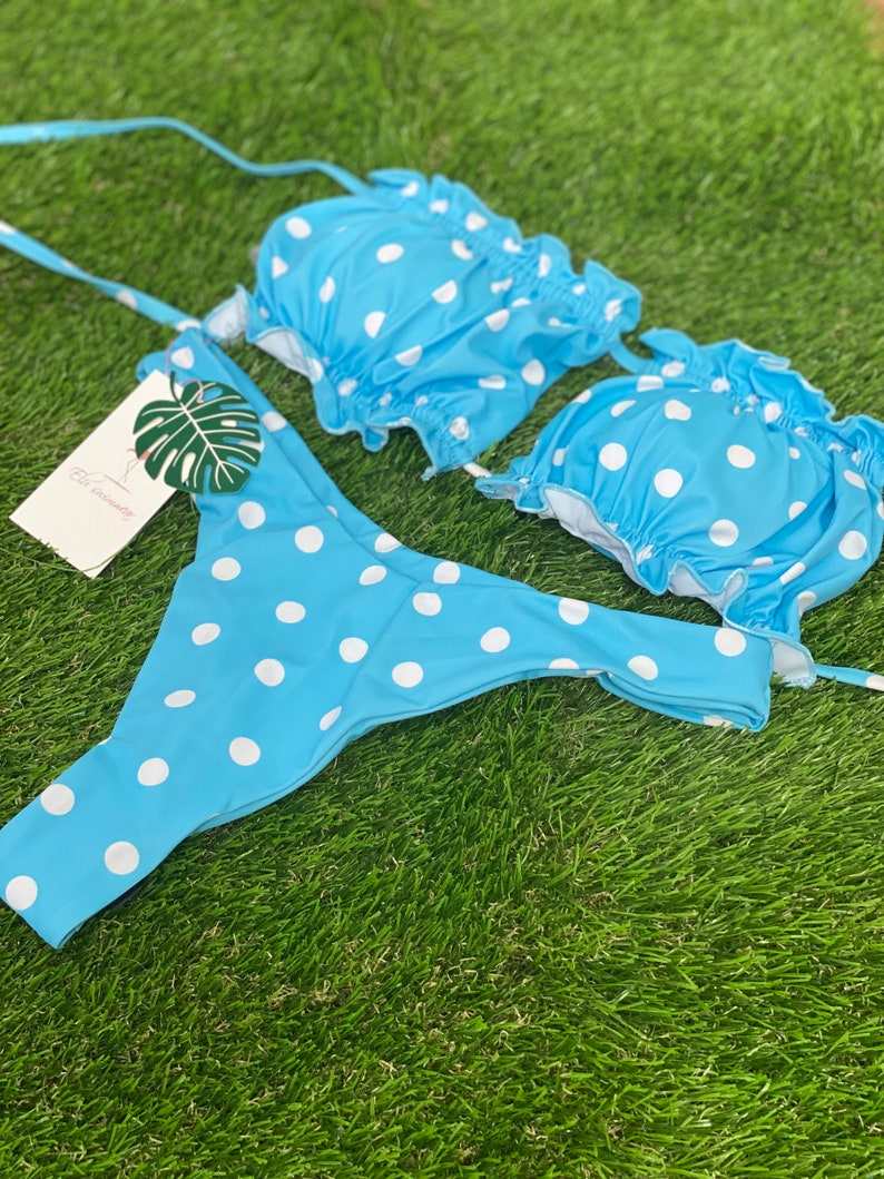Bleu Polka Dot Bikini Etsy