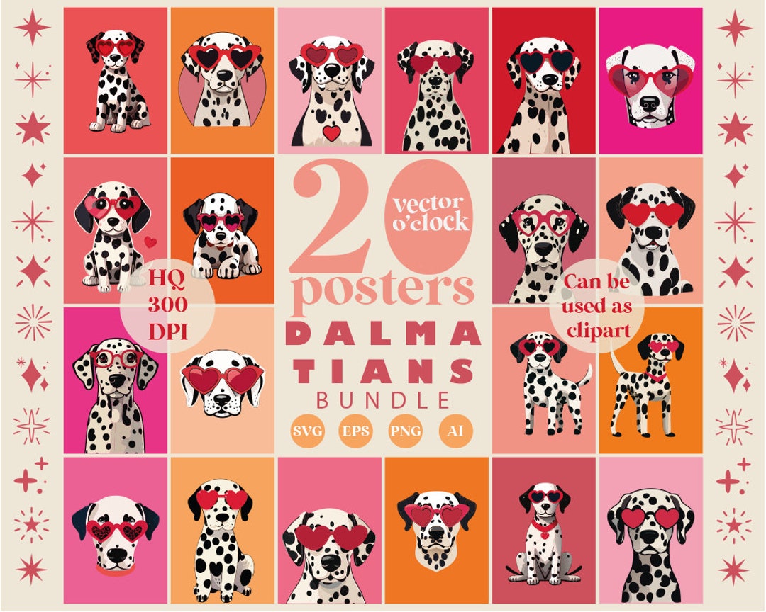 Dalmatian Bundle | Poster Decor Home | Dog PNG Set | SVG Dog Clipart ...