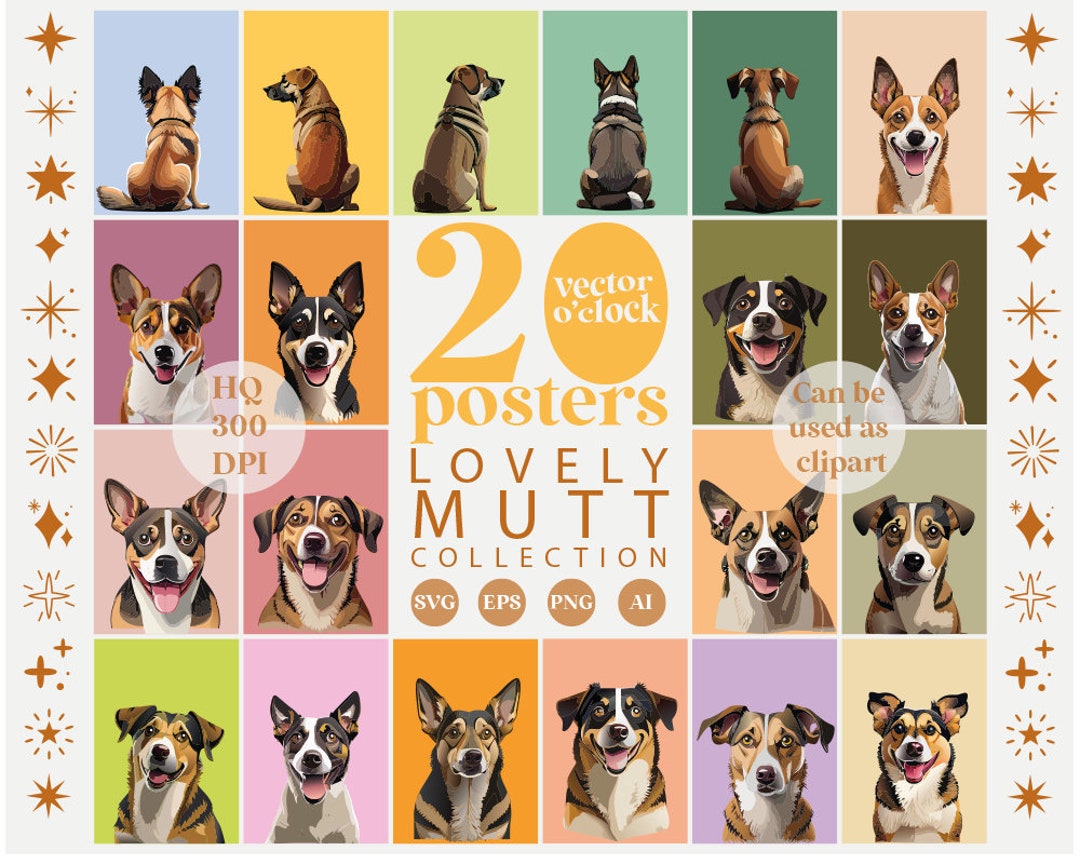 Lovely Mutt Collection | Poster Decor Home | Dog PNG Set | SVG Dog ...