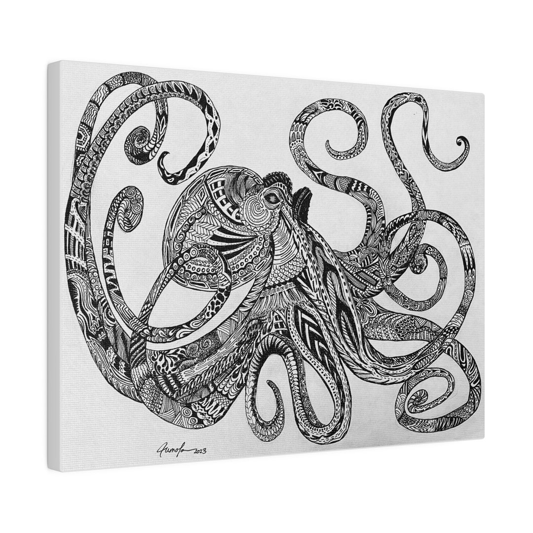 Tangled Squish Octopus Zentangle Art Matte Canvas Stretched 0.75 - Etsy