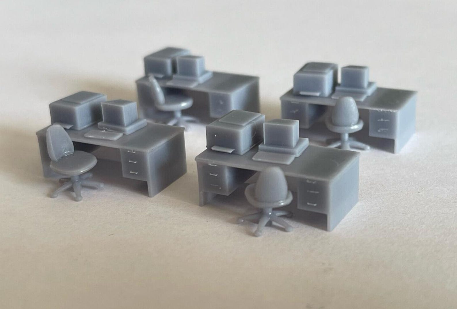 HO Scale SET Office Working Space 16pcs 1/87 Project Dollhouse Diorama ...