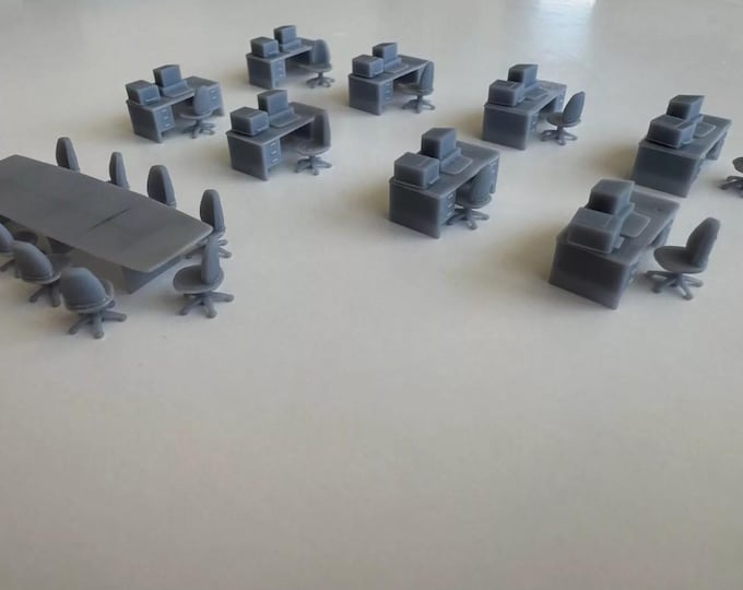 Complete 1/87 Miniature Office Set, 44-piece, HO Gauge - Meeting Table ...