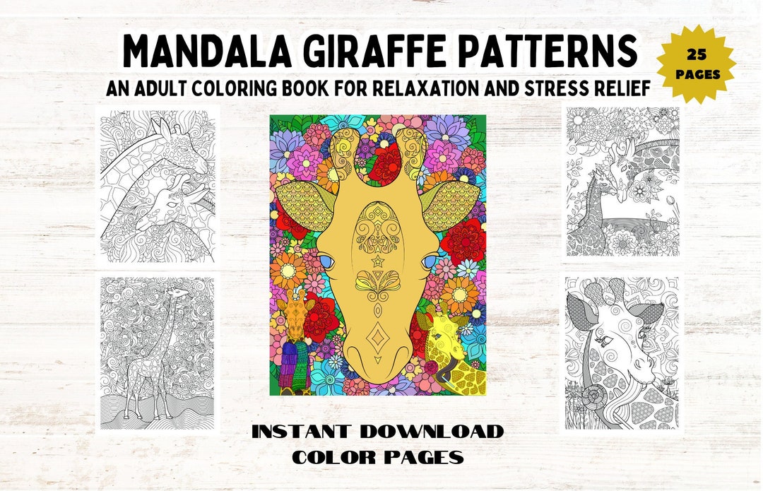 25 Pages Anti Stress Coloring Pages, Mandala Patterns, Adult Coloring ...