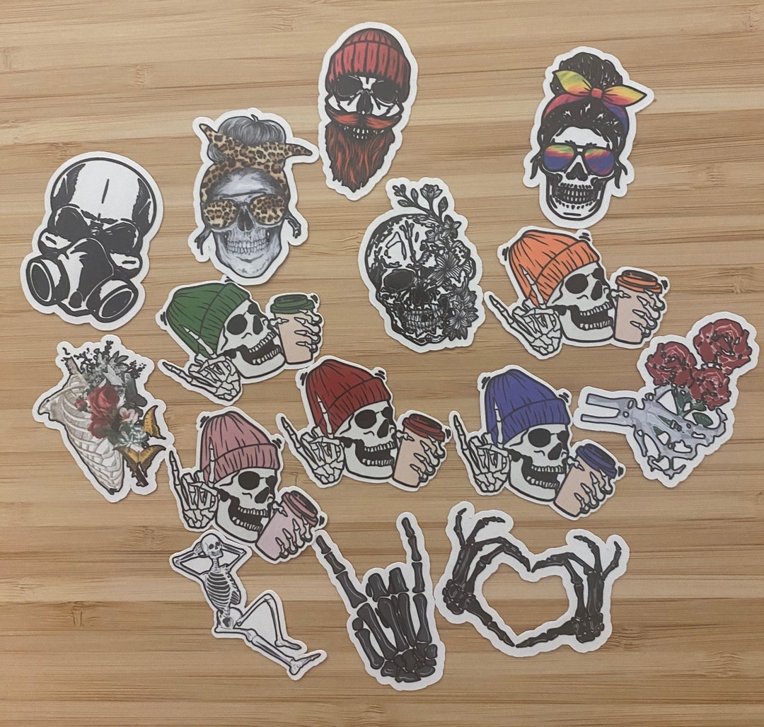 Skull/ Skeleton Stickers - Etsy