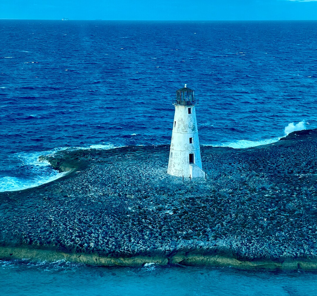 Old Time Light House on a Point of Land, Classic Light House ...