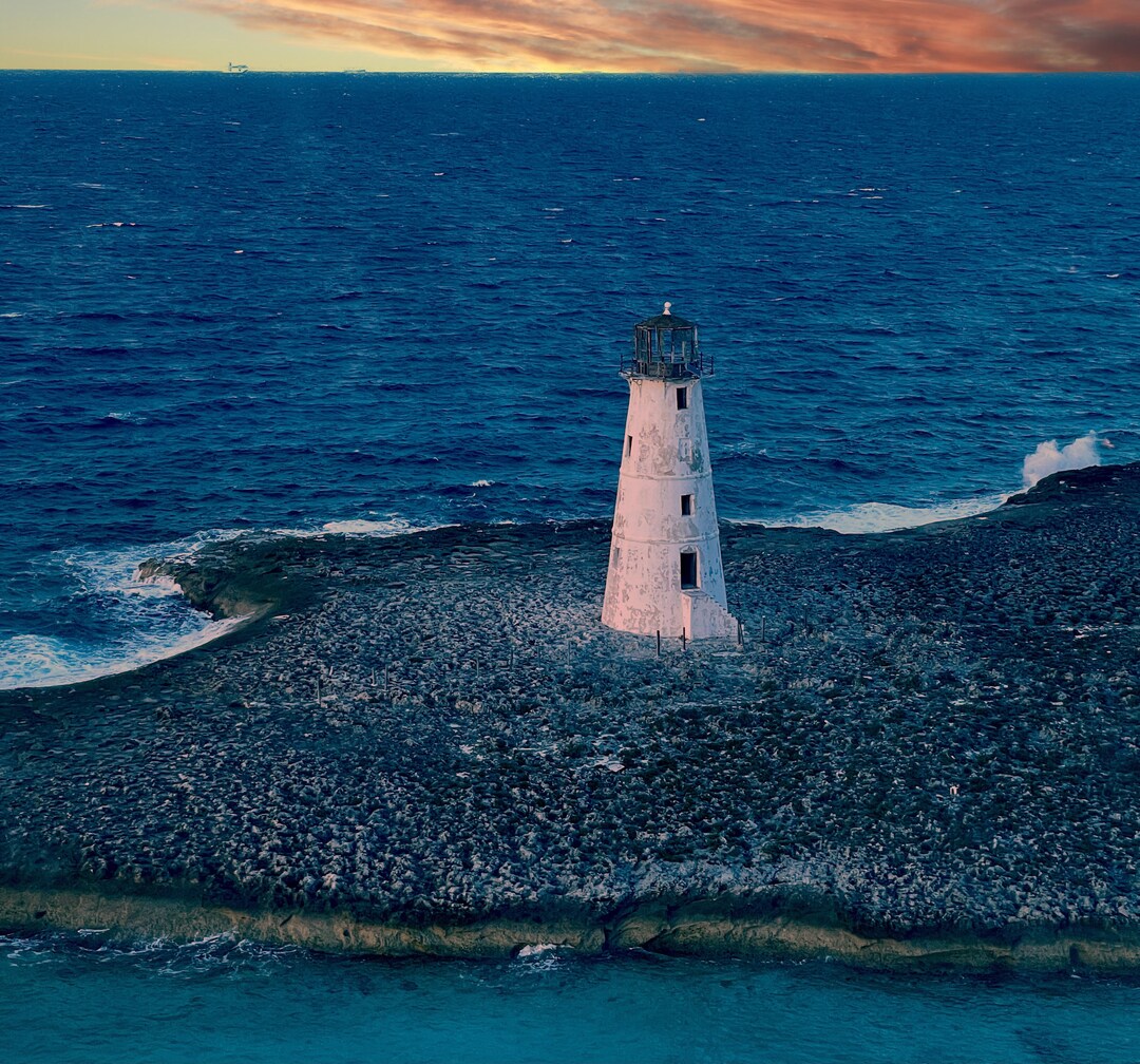 Old Time Light House on a Point of Land, Lighthouse, Historic ...