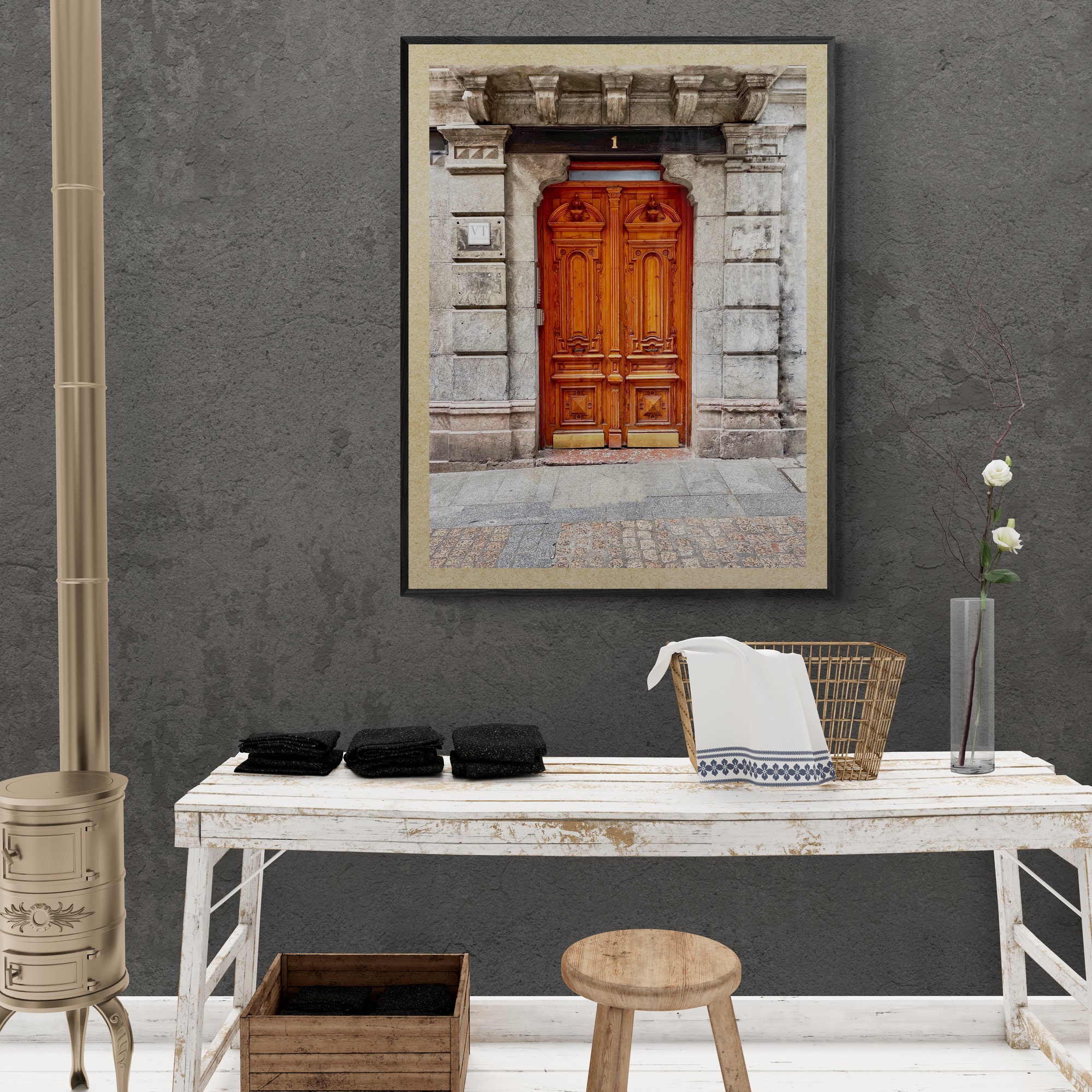 Old Wooden Door, Bilbao Spain, Stone Wall, Wall Art, Santiago De ...