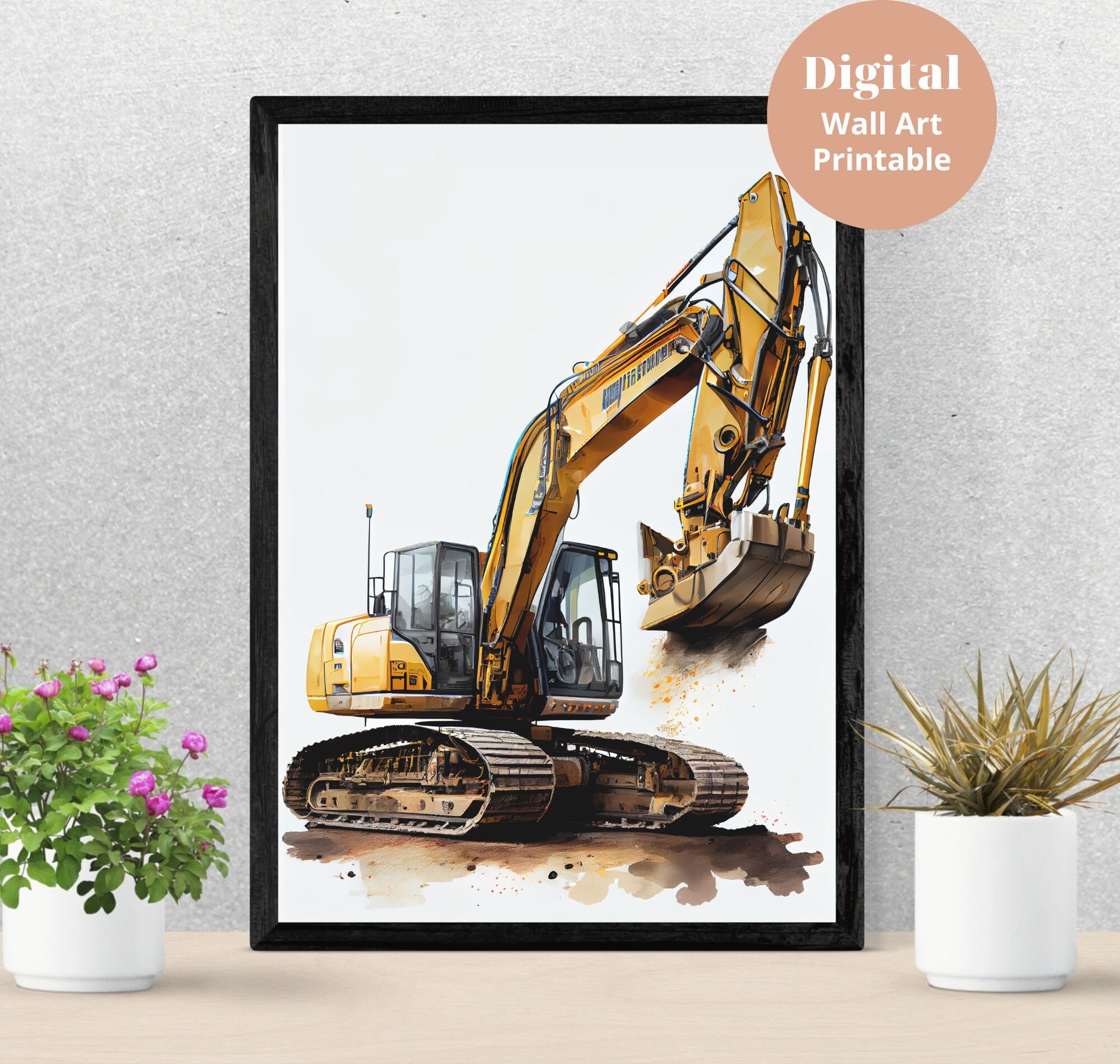 Excavator Print, Excavator Printable , Construction Birthday Party ...