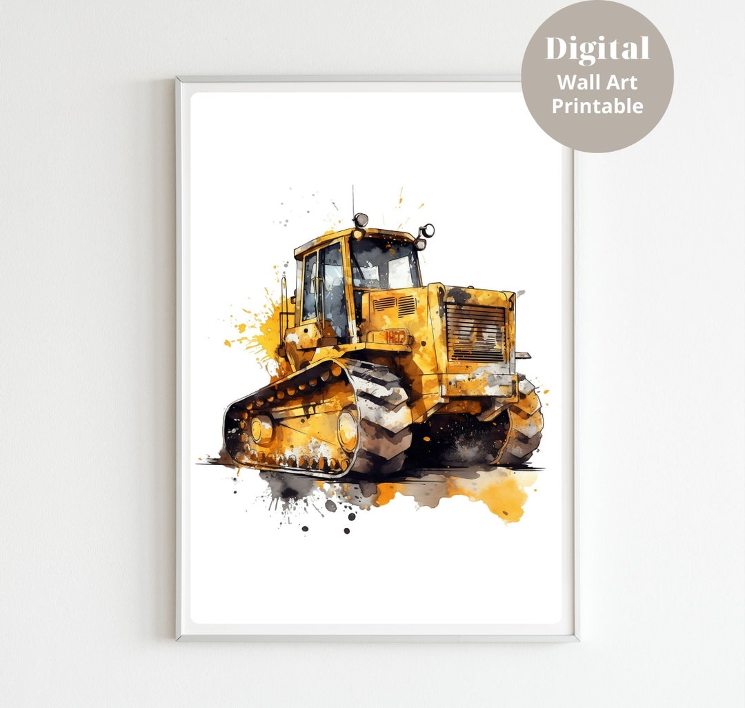 Watercolor Bulldozer Print: Construction Truck Art (digital Download ...