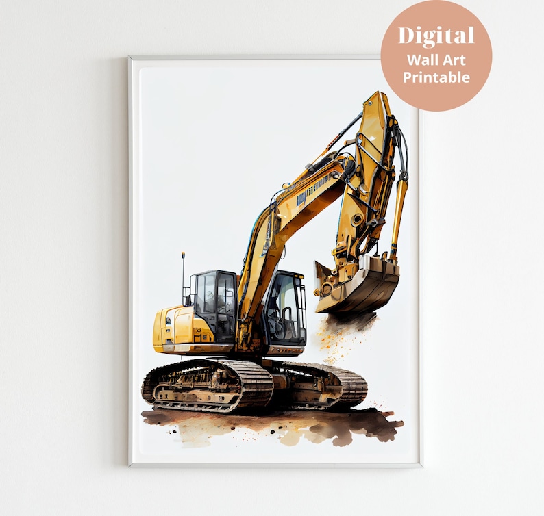 Excavator Print, Excavator Printable , Construction Birthday Party ...