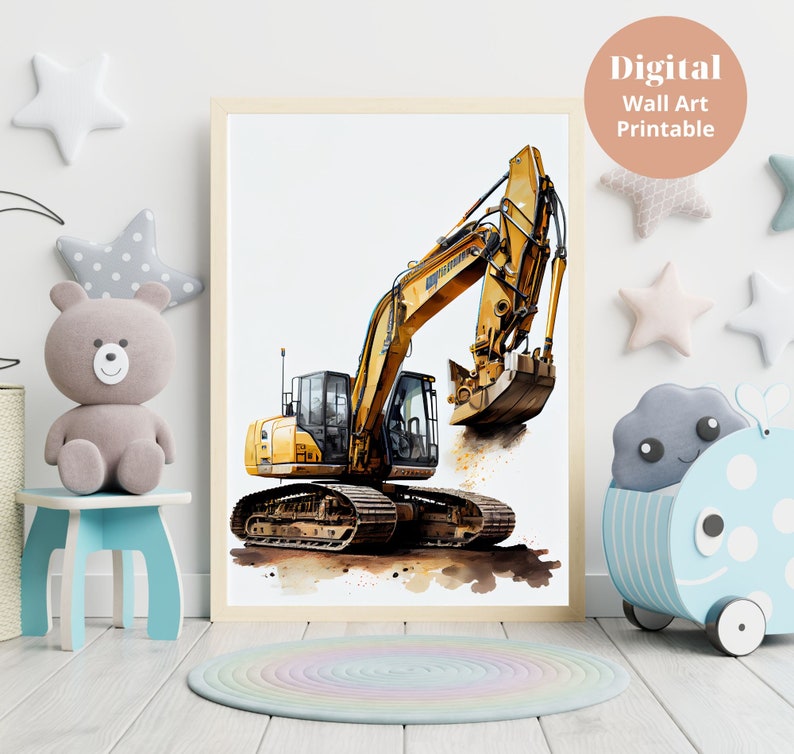 Excavator Print, Excavator Printable , Construction Birthday Party ...