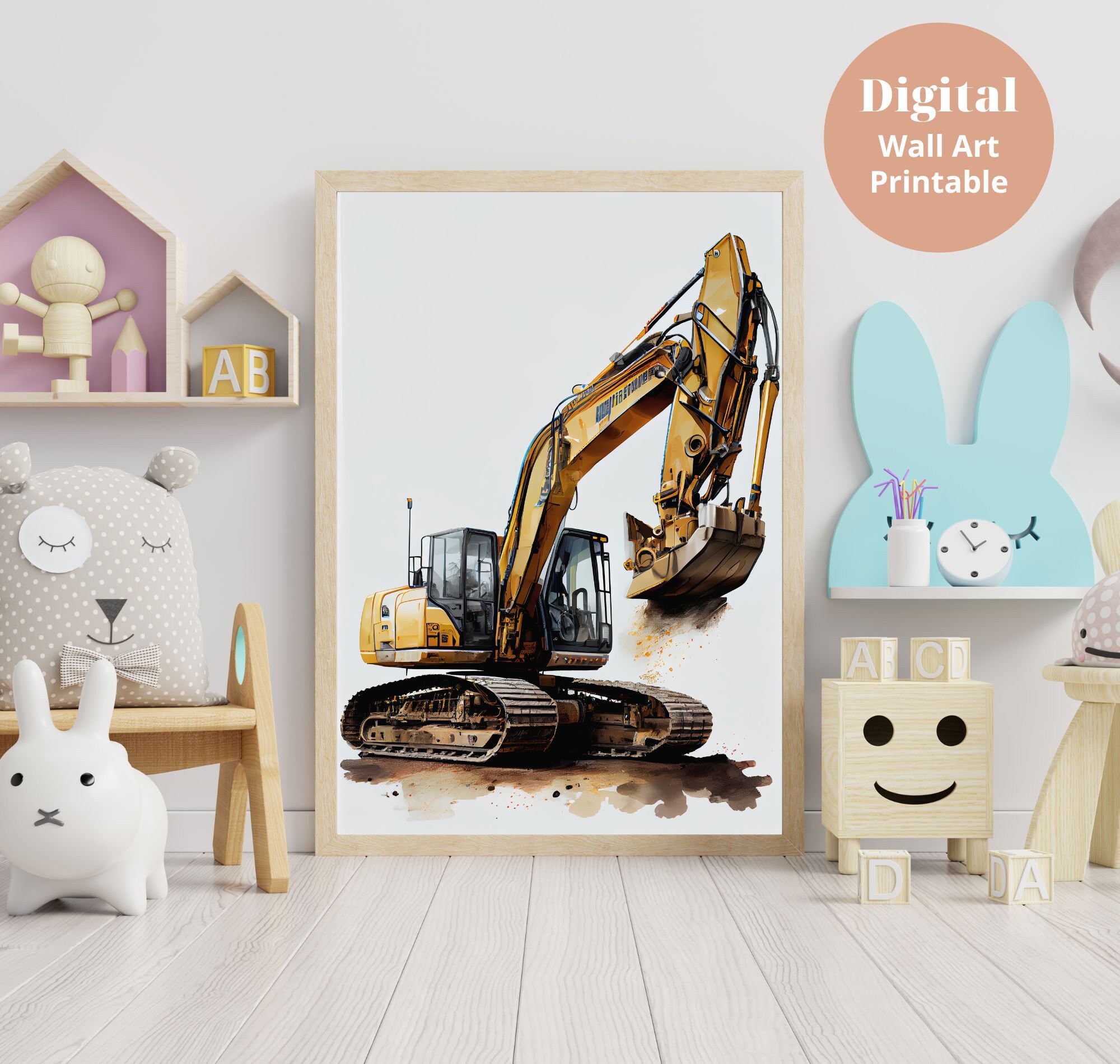 Excavator Print, Excavator Printable , Construction Birthday Party ...