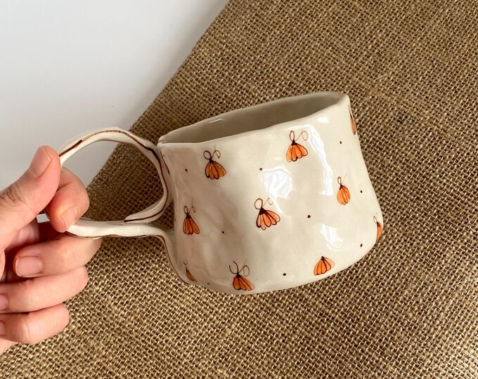 Cute Minimalist Pumpkin Halloween Mug - Handmade Ceramic Autumn, Fall ...