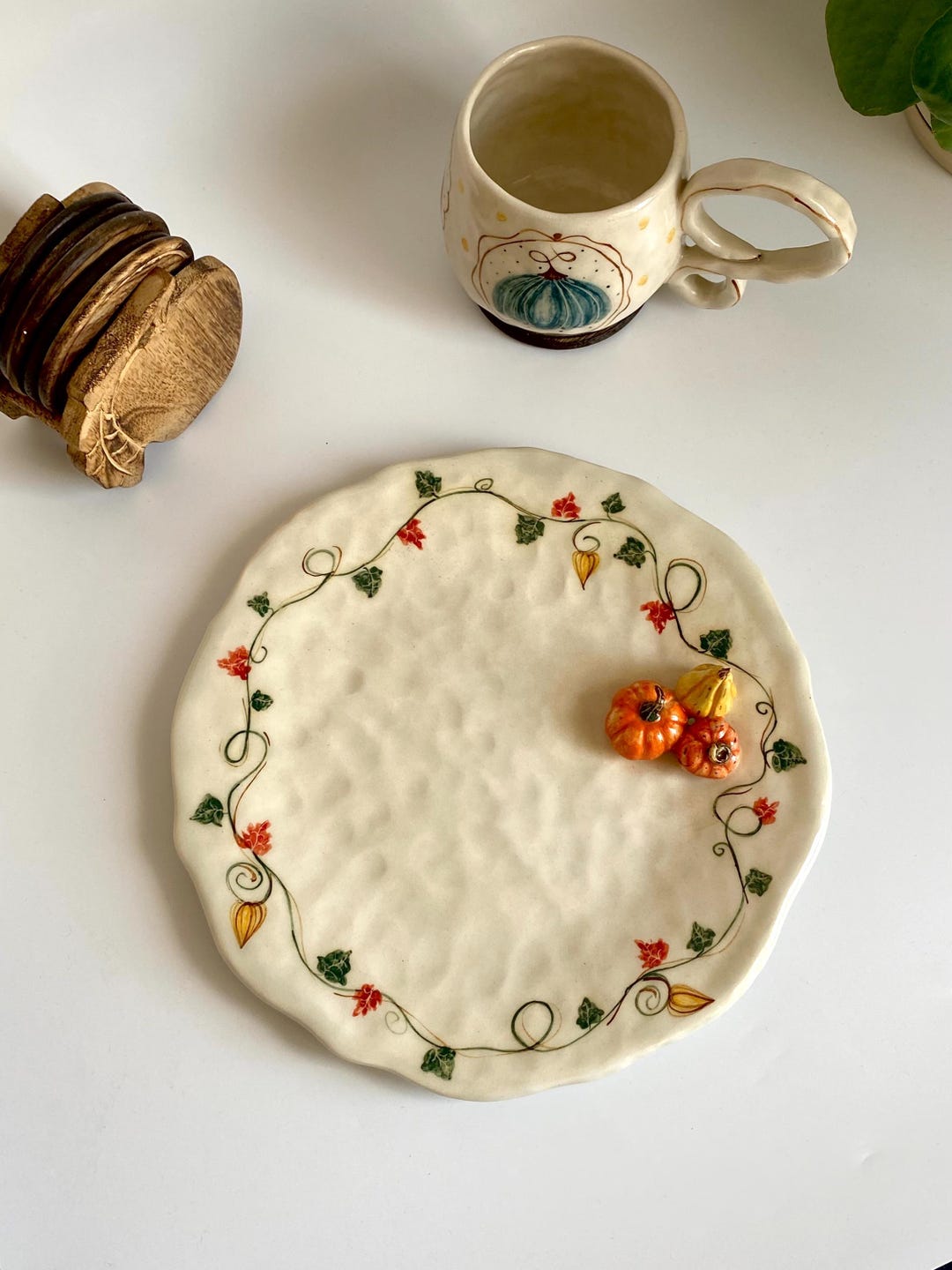 Pumpkin Decor Ceramic Plate, Dish - Ceramic Pumpkin Serving Plate ...