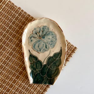 Floral Spoon Rest, Handmade Ceramic Spoon Rest, Handpainted Pottery ...