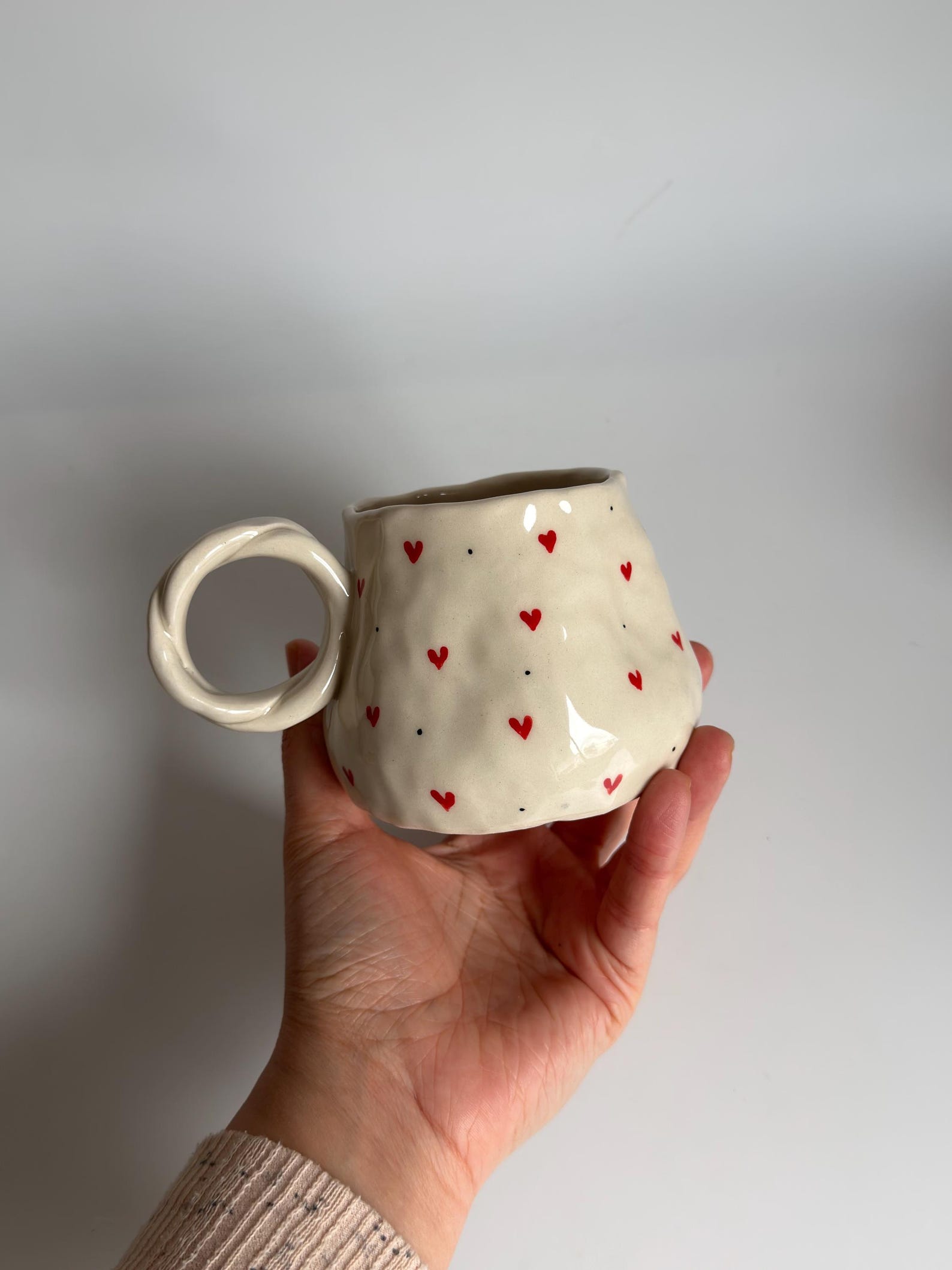 Cute Heart Draw Coffee Mug - Handmade Lovely Ceramic Coffee Mug ...