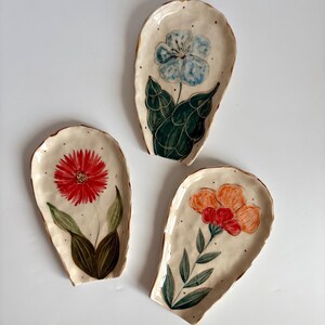 Floral Spoon Rest, Handmade Ceramic Spoon Rest, Handpainted Pottery ...