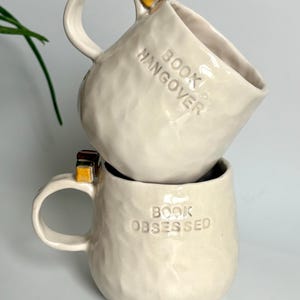 Book Lover Mug - Handmade Ceramic Tea Cup, Boho Coffee, Latte ...