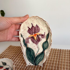 Floral Spoon Rest, Handmade Ceramic Spoon Rest, Handpainted Pottery ...