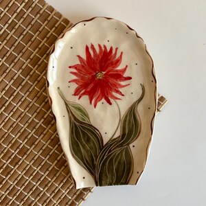 Floral Spoon Rest, Handmade Ceramic Spoon Rest, Handpainted Pottery ...