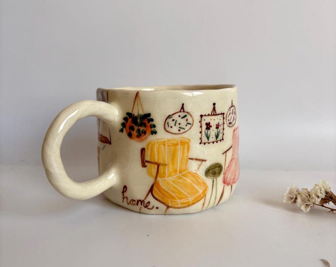 Home Decor Coffee Mug | Vintage House Decorated Coffee Tea Cup ...