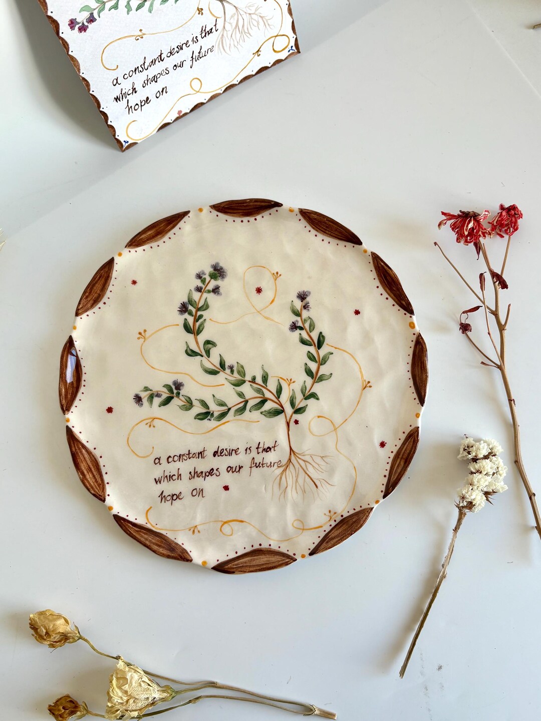 Handmade Ceramic Rustic Wall Plate – Artistic Wall Plate With Floral ...