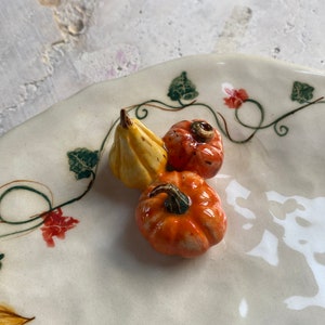 Handmade Plate, Dish Ceramic Pumpkin Serving Plate Fall, Autumn Flower ...