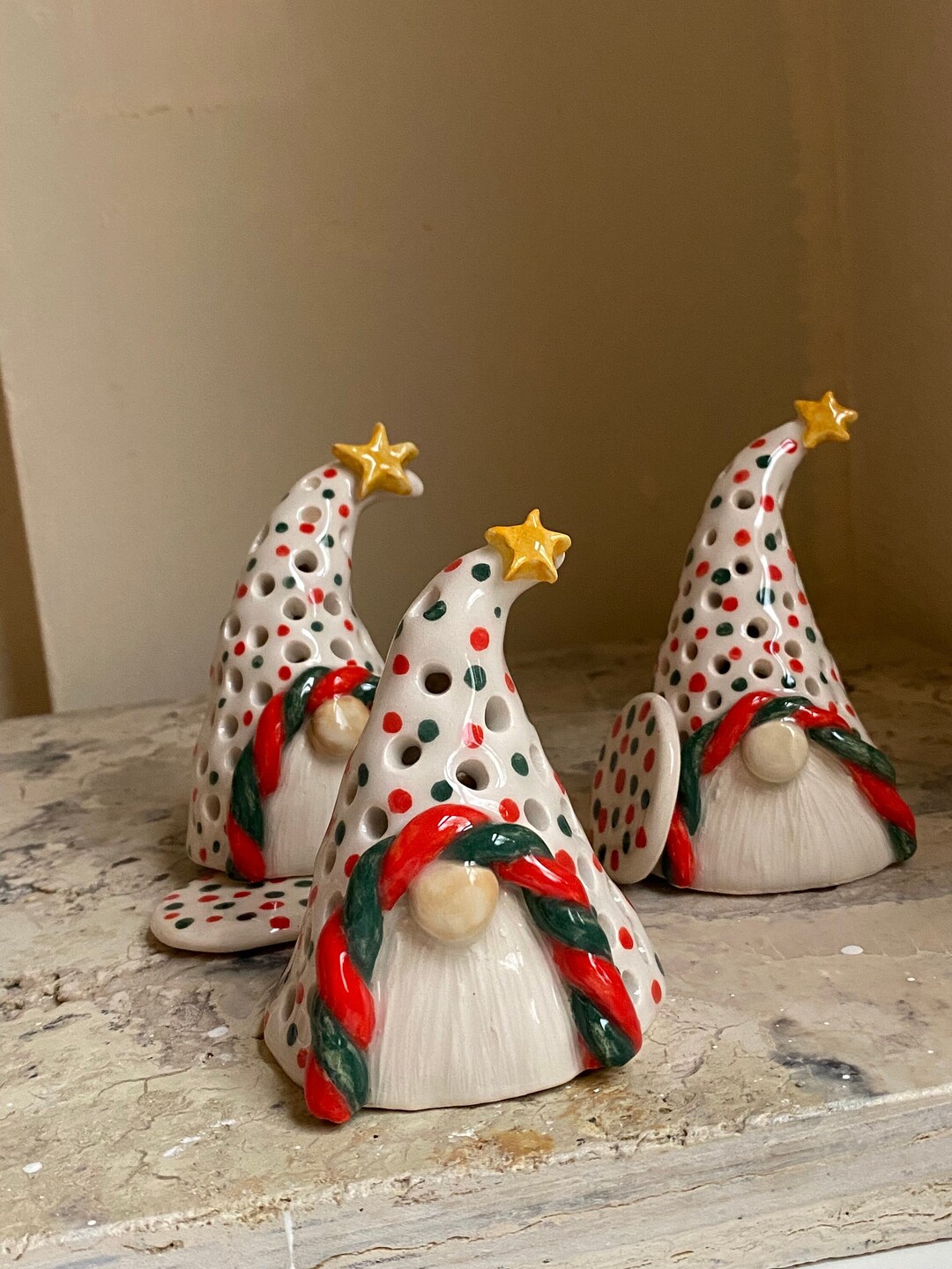 Handmade Ceramic Gonks Christmas Home Decor Object Incense Burner and ...