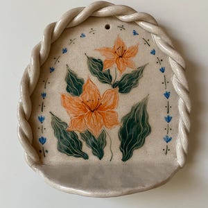 Handmade Ceramic Altar, Wall Shelf, Floral Art Deco, Hand-painted ...