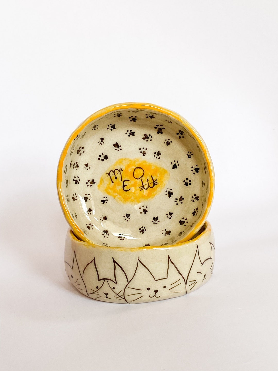 Ceramic Feeding Bowl for Cats / Cute Cat Gear, Fun and Beautiful Gift ...