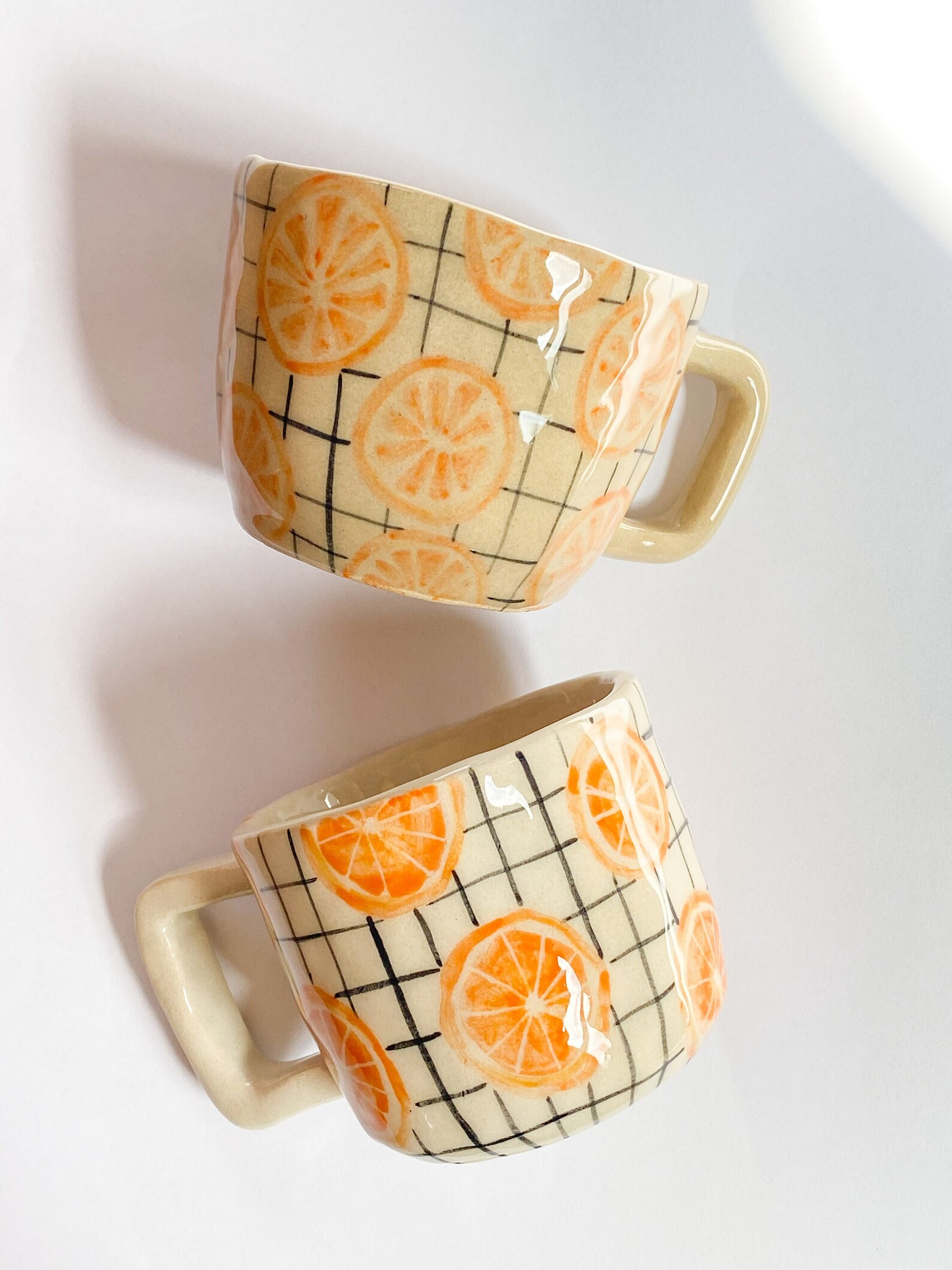 Orange Slice Design Mug Handmade Ceramic Fruit Pattern Cute - Etsy