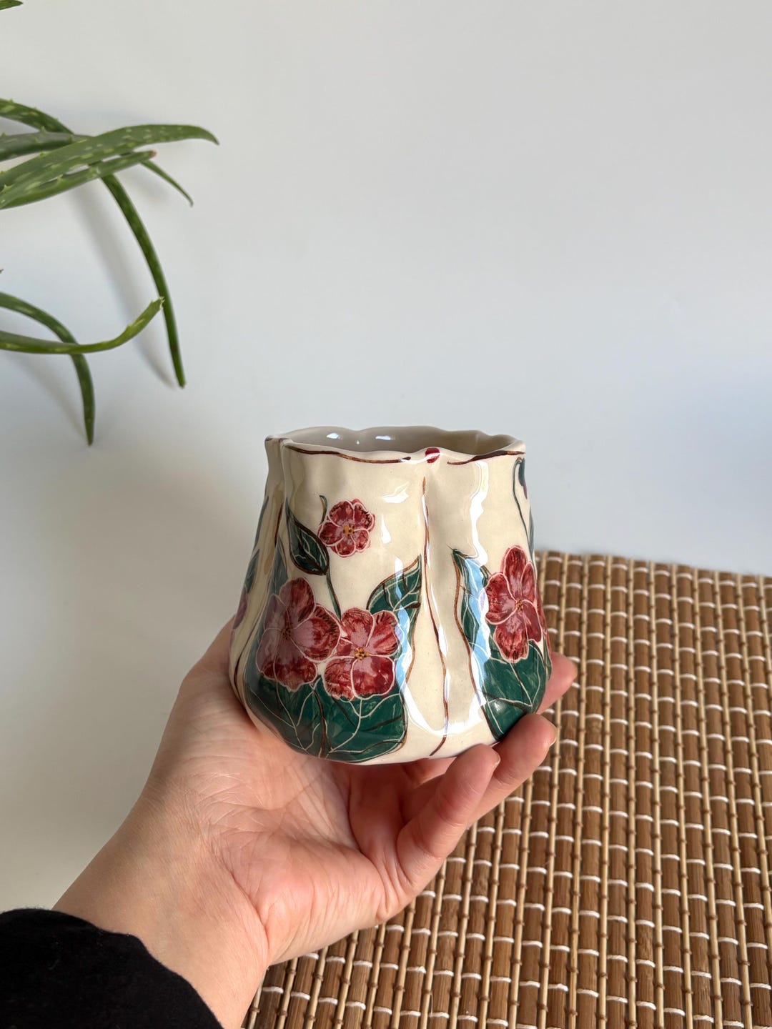 Cute Flowers - Handmade Ceramic Cup - Boho Flower Tumbler Cup ...