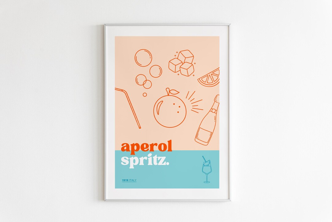 Aperol Spritz Printable Wall Art | Digital Download | Cocktail Kitchen ...