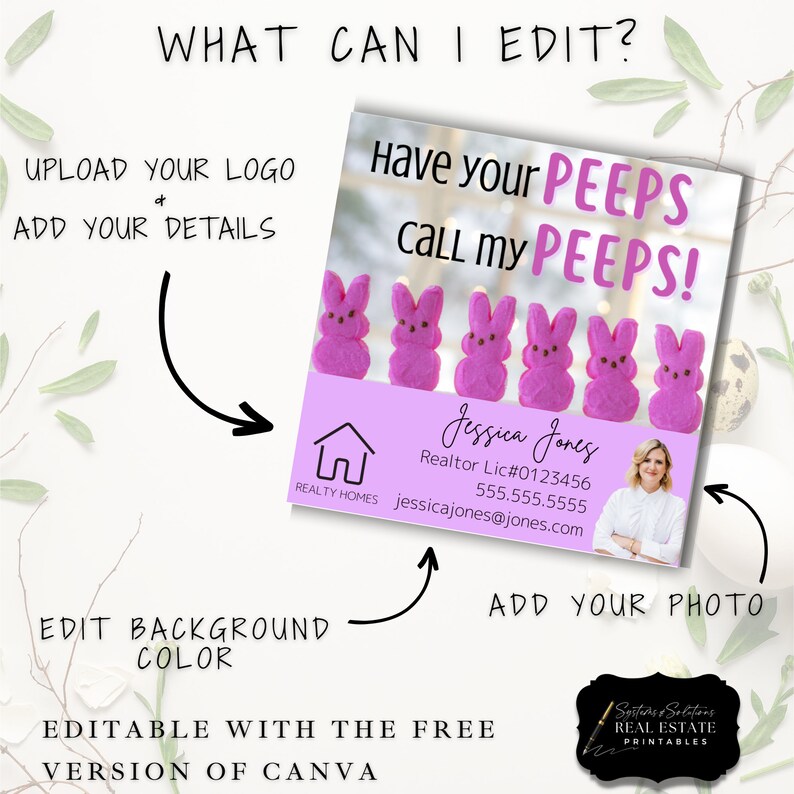 Easter Real Estate Pop by Tags | Editable | Real Estate Marketing ...