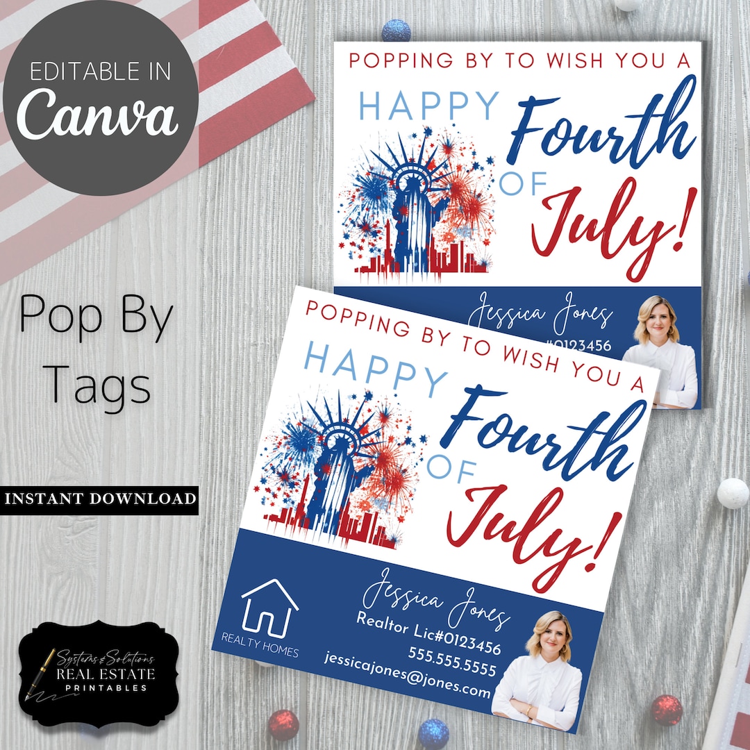 Popping by to Wish You a Happy Fourth of July Realtor Pop by Tag ...