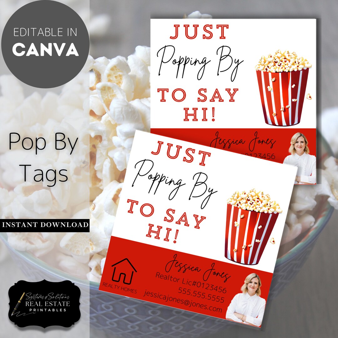 Just Popping by to Say Hi Realtor Pop by Tags | Editable | Real Estate ...