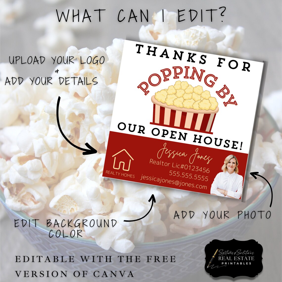 Thank You for Popping by Our Open House Realtor Pop by Tags Editable ...