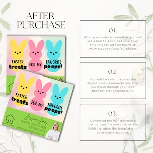 Easter Realtor Peeps Pop by Tags | Editable Canva Template Real Estate ...