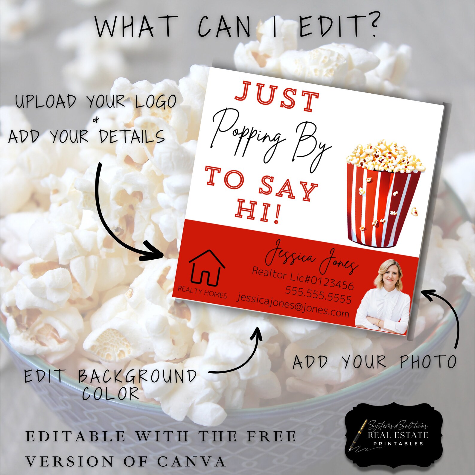 Just Popping by to Say Hi Realtor Pop by Tags | Editable | Real Estate ...