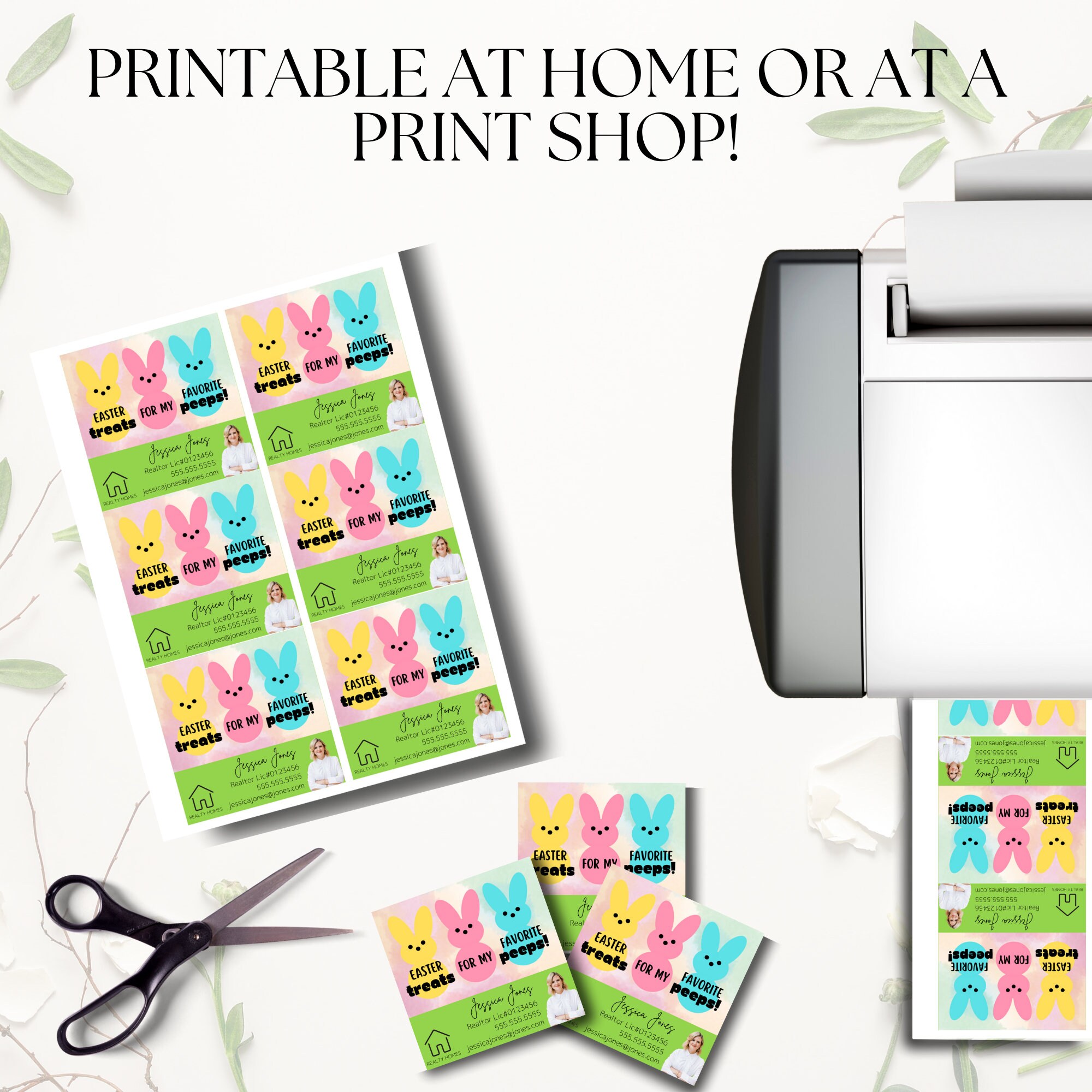 Easter Realtor Peeps Pop by Tags | Editable Canva Template Real Estate ...