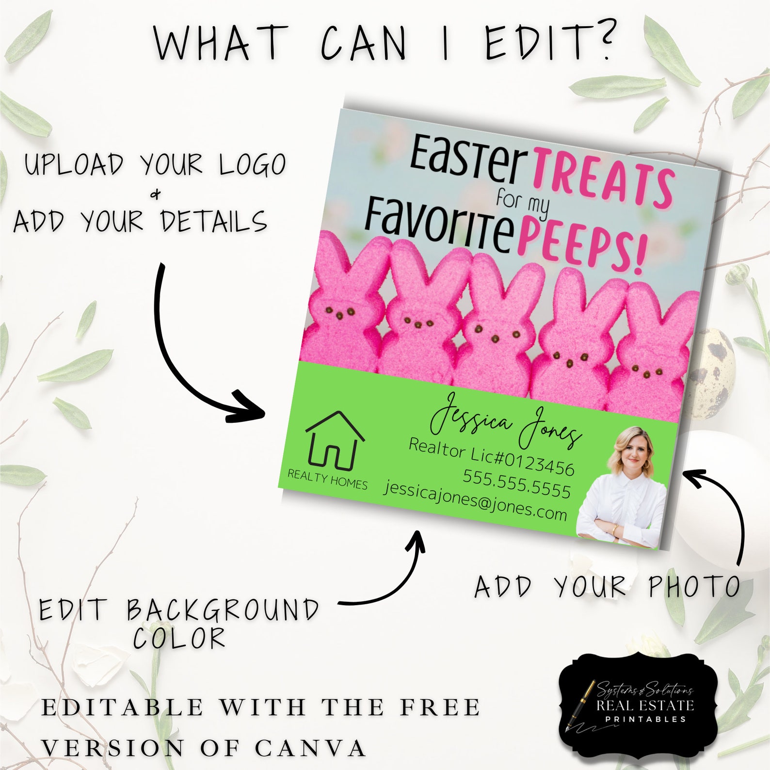 Easter Real Estate Pop by Tags | Editable | Real Estate Marketing ...